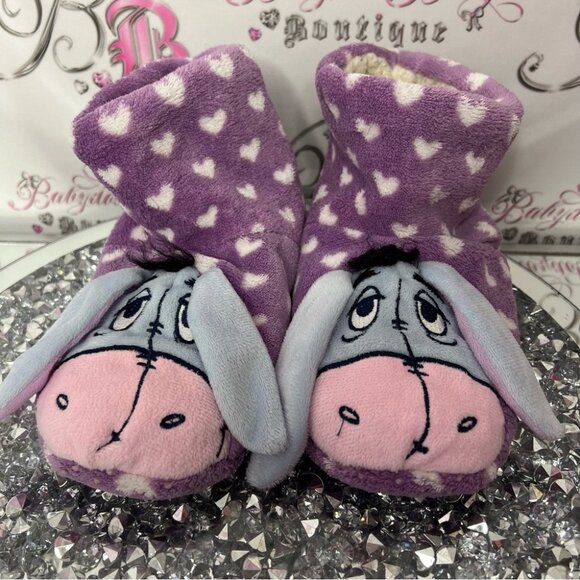 Disney | Shoes | Disney Slippers Eeyore Booties Soft Sherpa Fleece ...